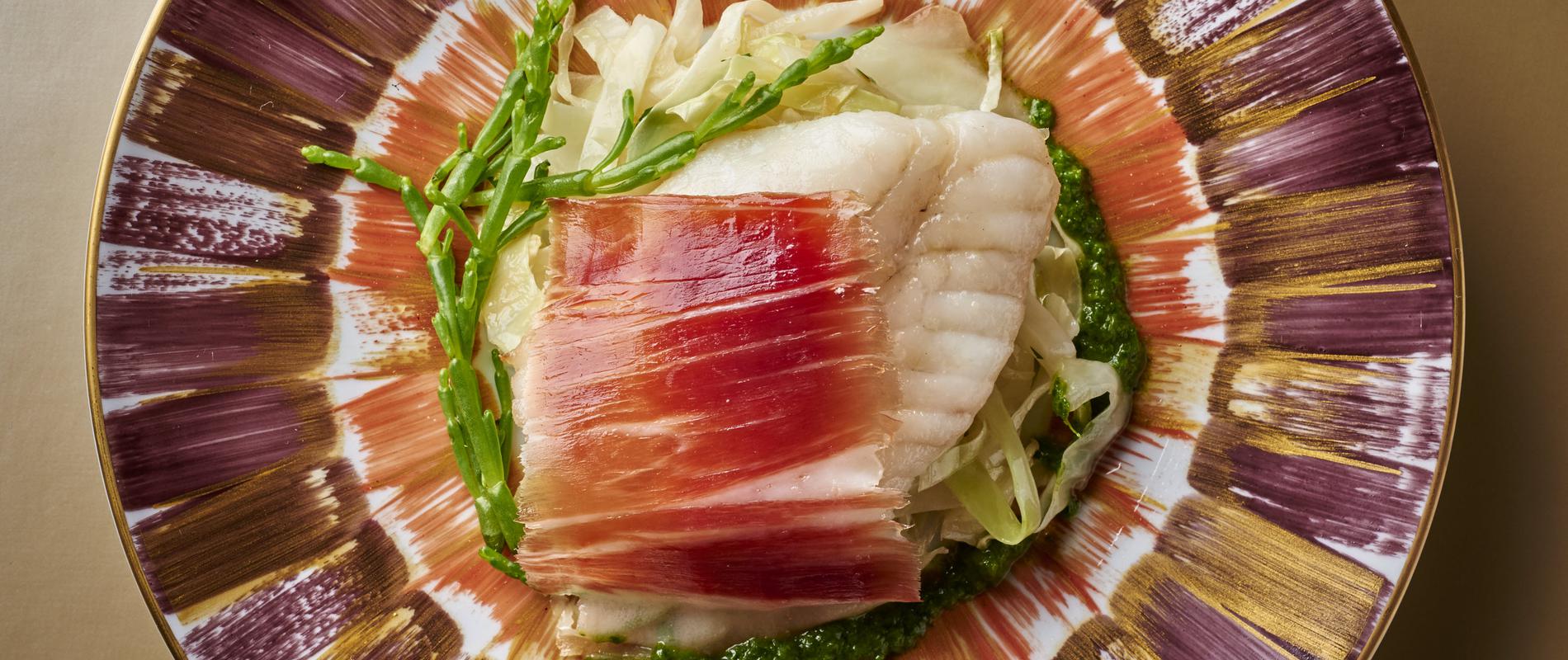 Recette de poisson : Turbo au jambon ibérique Pata Negra
